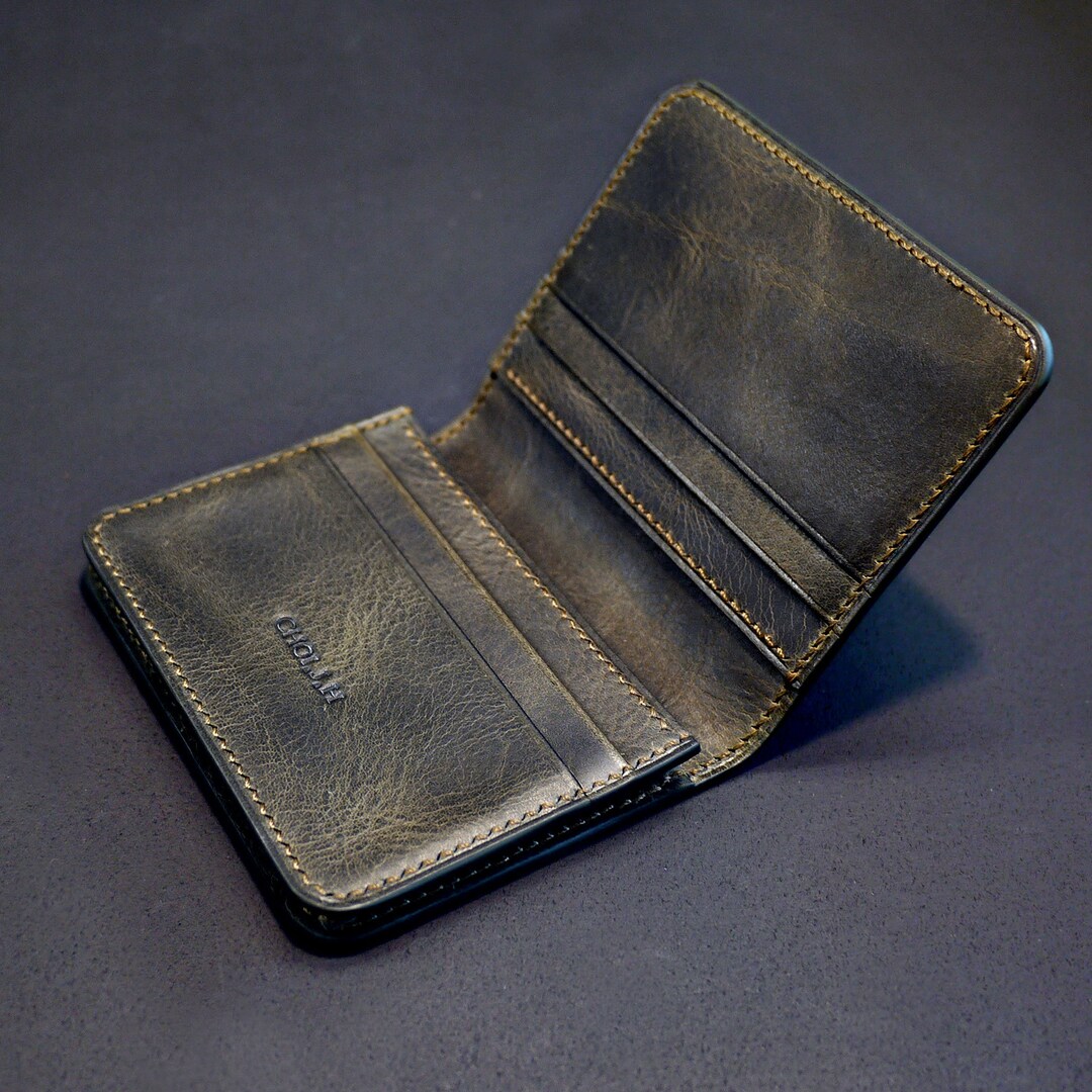 Hand Stitched Leather Card Wallet: Slim Minimalist Design - Etsy