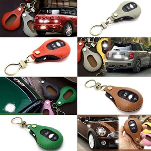 Mini Cooper Key Chain, Leather Car Key Fob Cover, Goat Leather, Remote ...