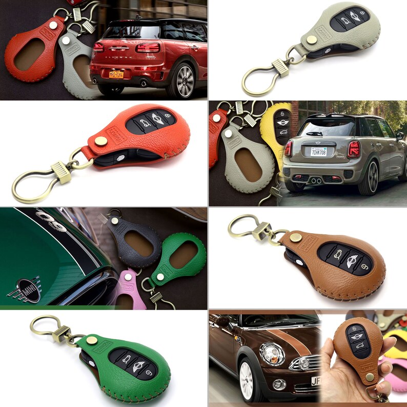 Mini Cooper Key Chain Leather Car Key Fob Cover Goat - Etsy