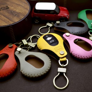 Mini Cooper Key Chain, Leather Car Key Fob Cover, Goat Leather, Remote ...