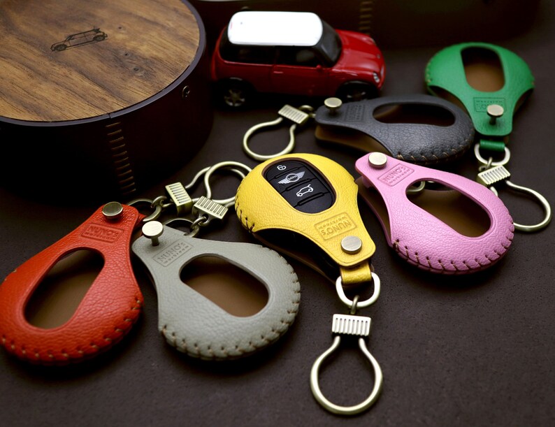Mini Cooper Key Chain Leather Car Key Fob Cover Goat - Etsy