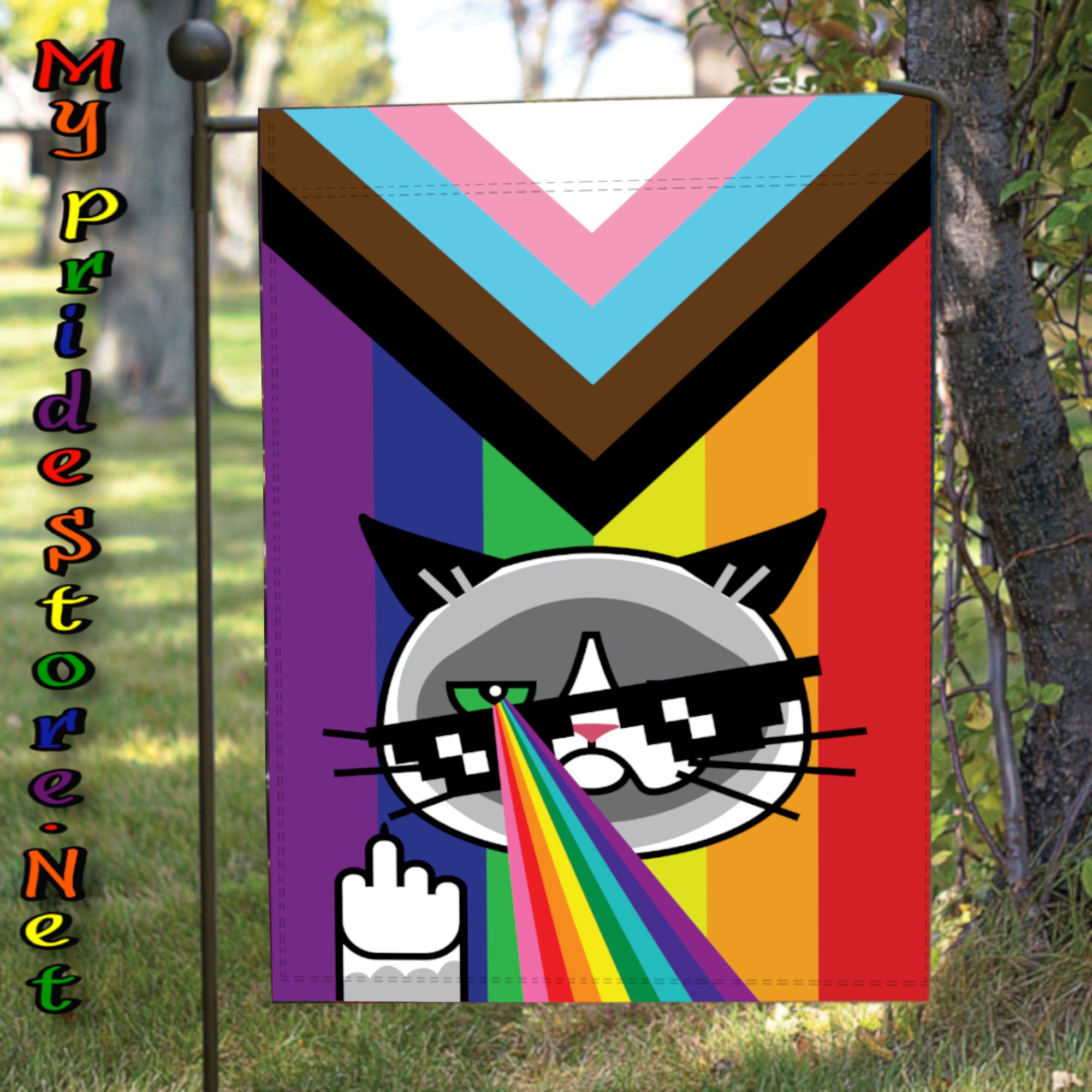 Crazy Cat-Progress Pride Flag - Unique LGBTQIA Flag
