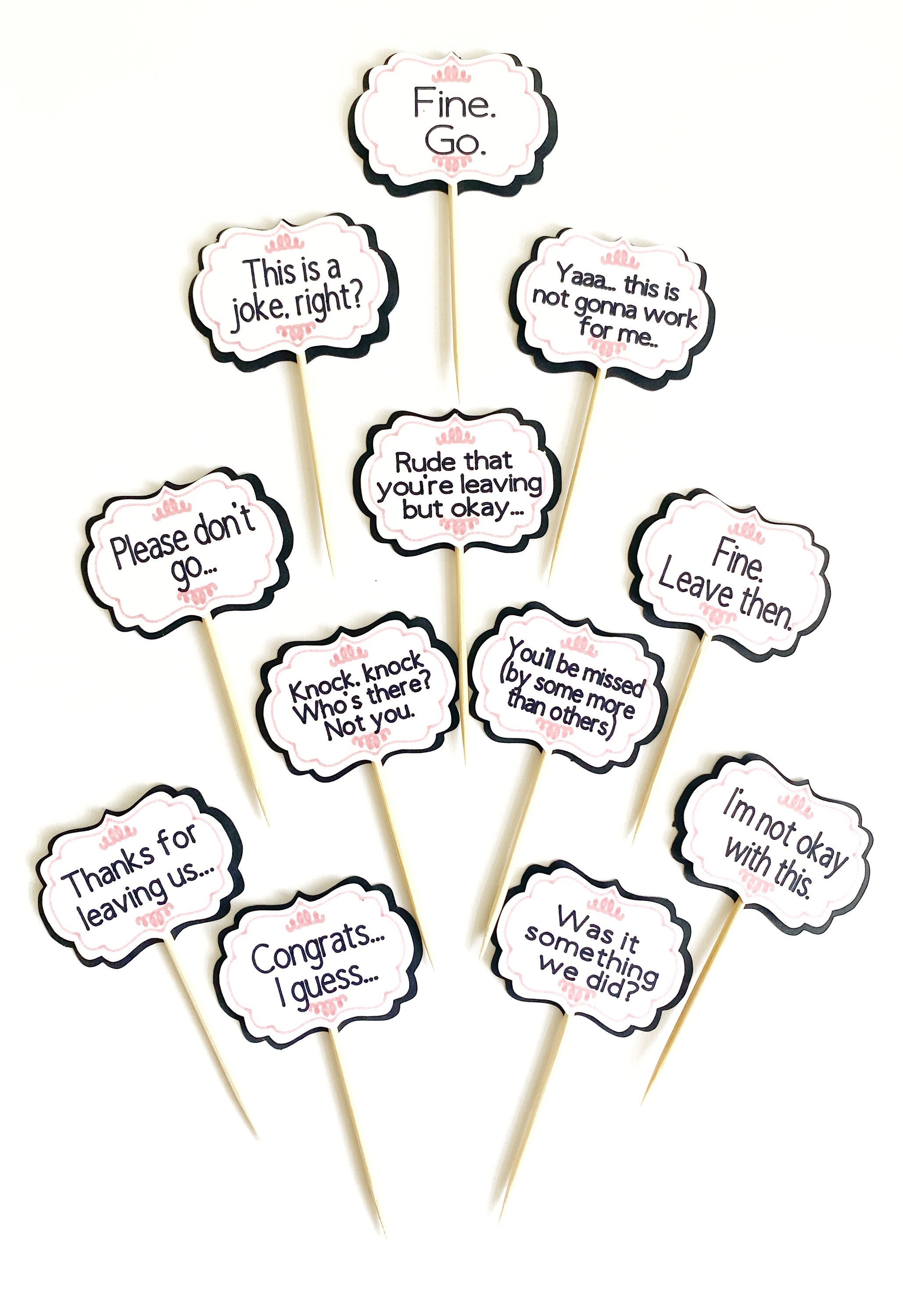 Cupcake Toppers Farewell Set of 12 Fine Go Saying - Etsy