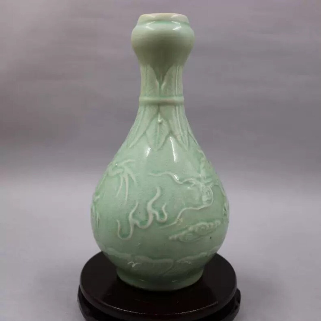 Chinese Antique Ceramic Vase Ming Dynasty Longquan Ware Celadon Garlic ...