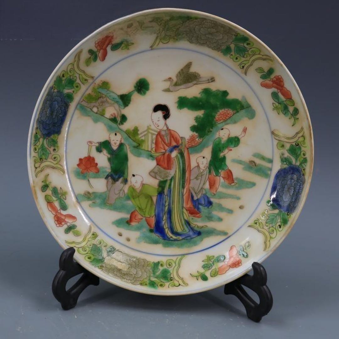 Chinese Old Ceramic Plate, Qing Dynasty Kangxi Marked Famille Verte ...