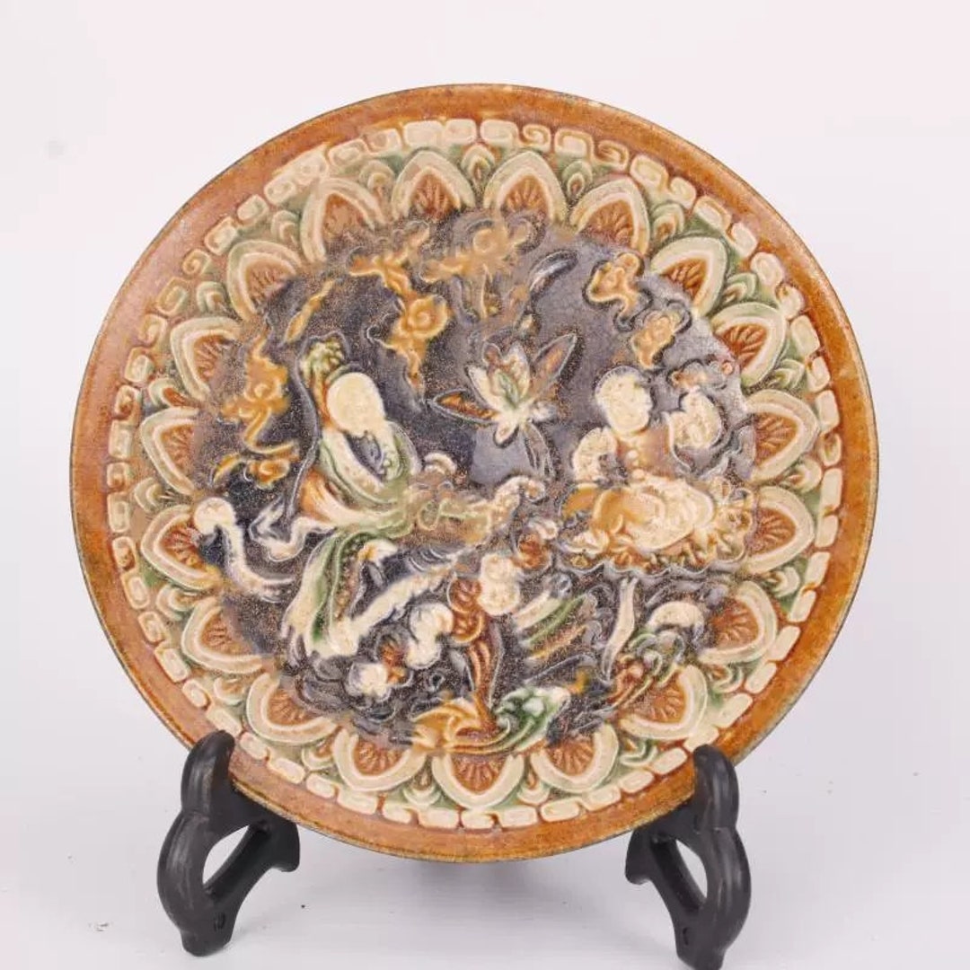 Chinese Antique Ceramic Plate Tang Dynasty Three Colour Style Tang ...