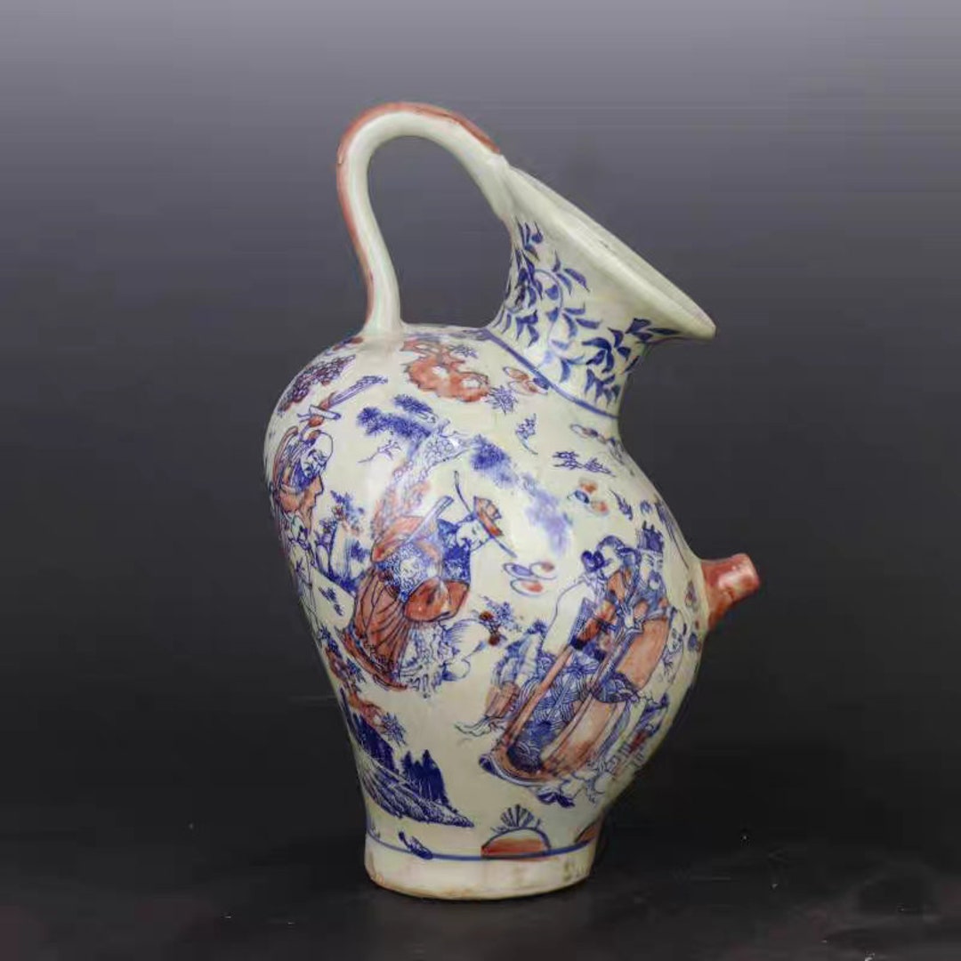 Chinese Old Ceramic Water Pot,china Blue and White Underglaze Red ...