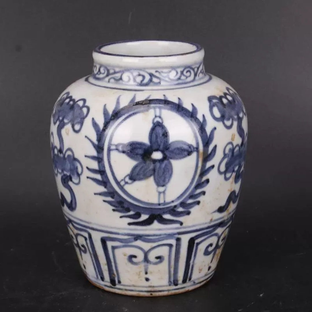 Chinese Antique Ceramic Pot Qing Dynasty Blue and White Porcelain Jar ...