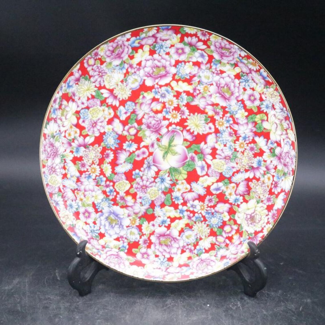 Chinese Old Ceramic Plate Qing Dynasty Qianlong Marked Red Ground ...