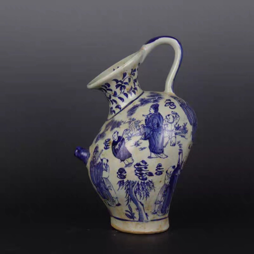 Chinese Old Ceramic Water Pot,china Blue and White Porcelain Flagon ...
