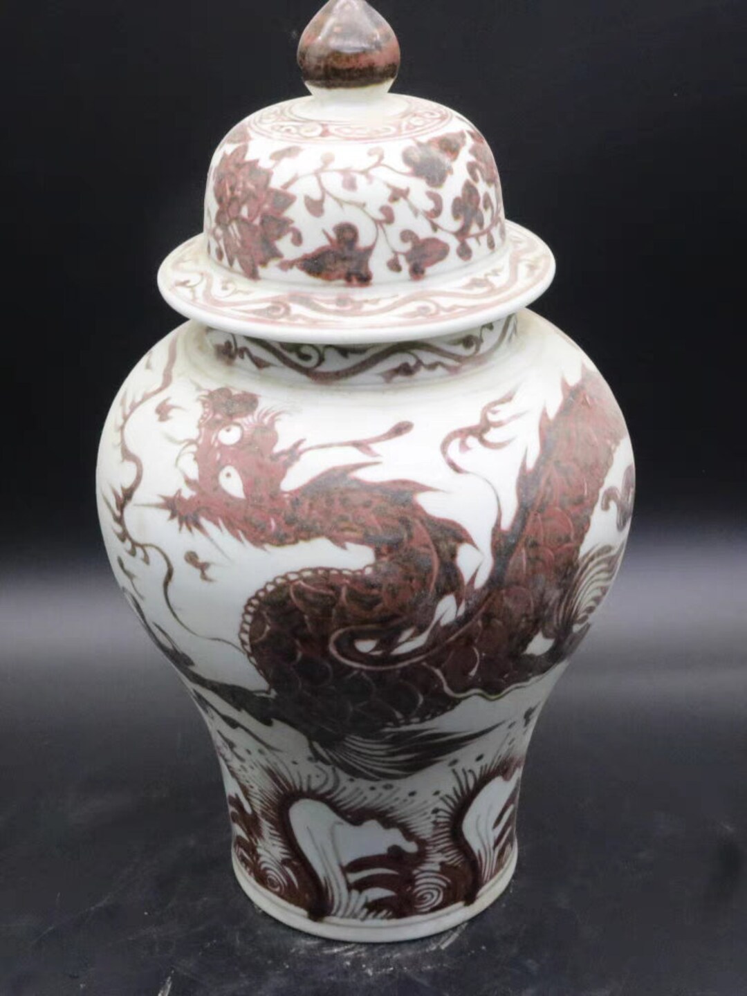 Chinese Antique Ceramic Ginger Jar Yuan Dynasty Underglaze Red ...