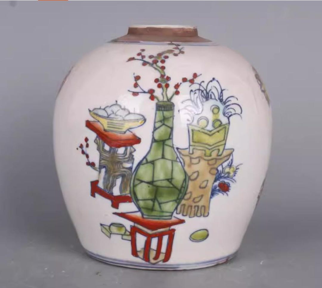Chinese Old Ceramic Pot, Blue and White Doucai Porcelain Tea Jar Hand ...