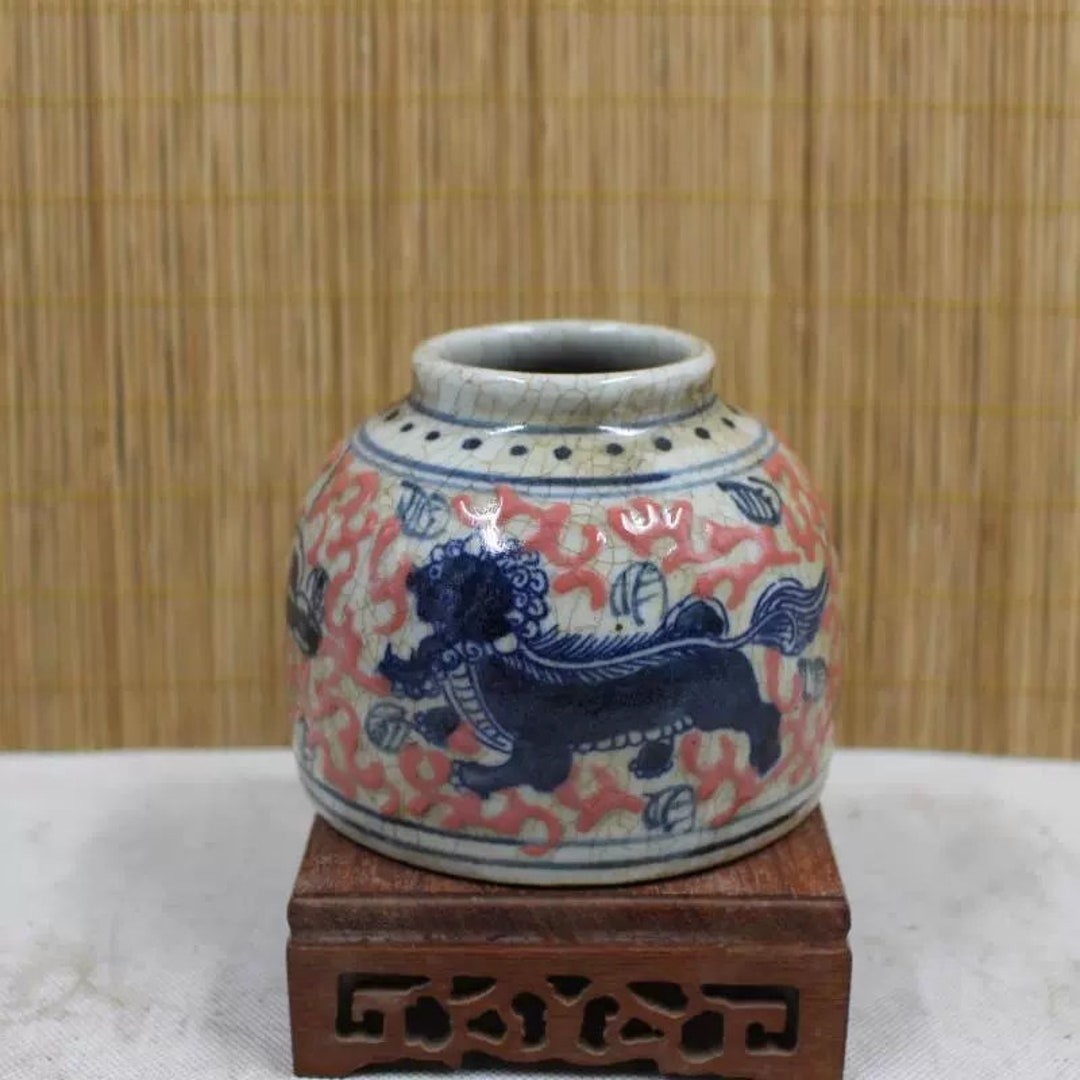 Chinese Old Ceramic Jar,china Blue and White Underglaze Red Porcelain ...