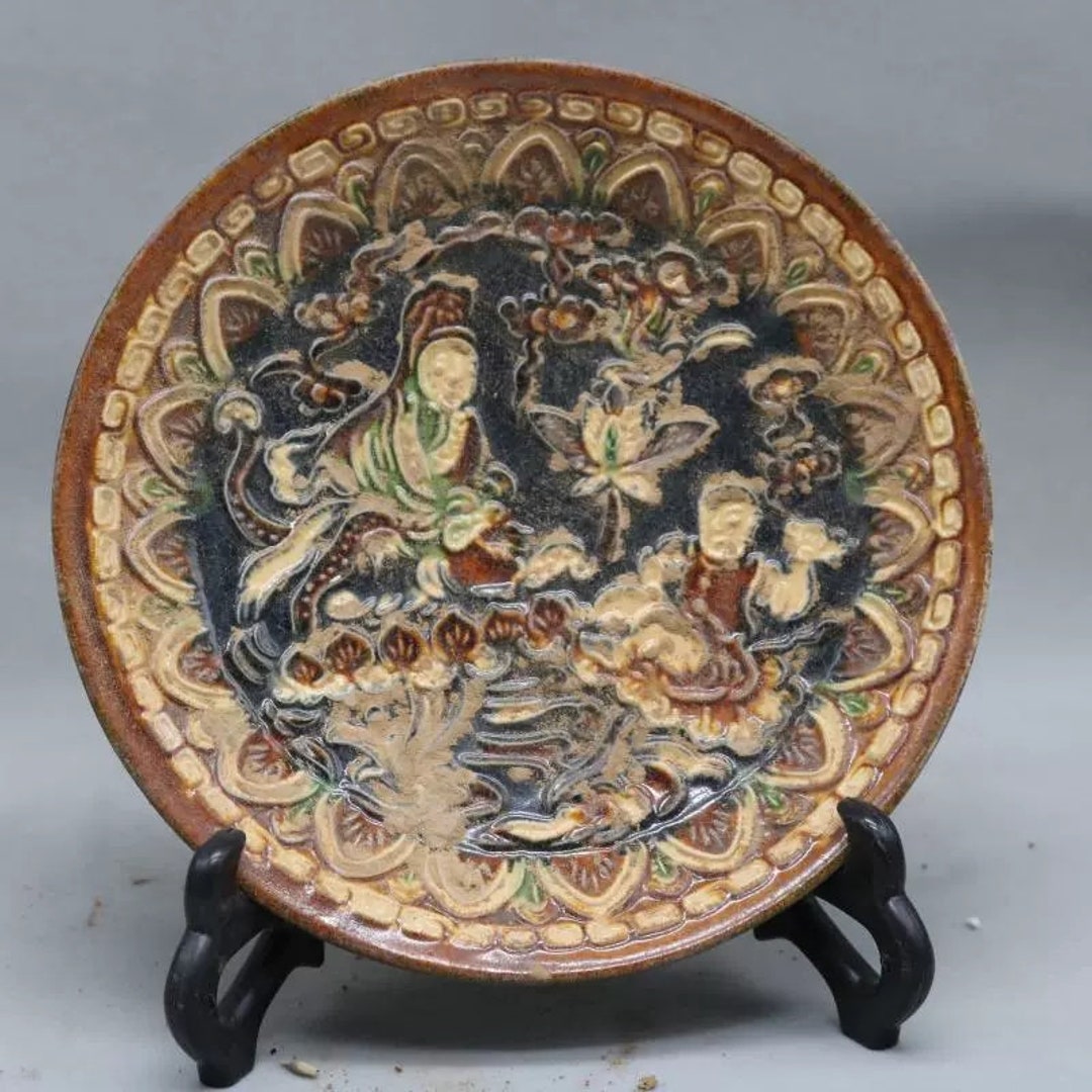 Chinese Antique Ceramic Plate Tang Dynasty Three Colour Style Tang ...