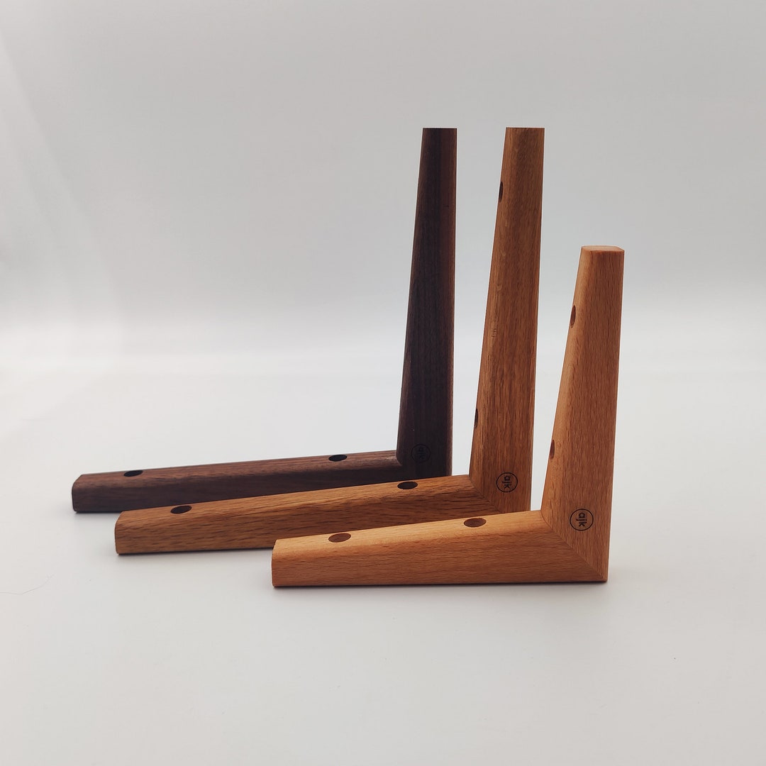 2x Wooden Shelf Brackets Shelf Brackets Wood Shelf Support Wooden Oak ...