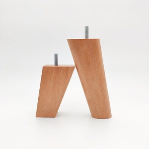 4X Angled Furniture Legs Mid Century Cabinet Legs Tapered Feet Bed ...