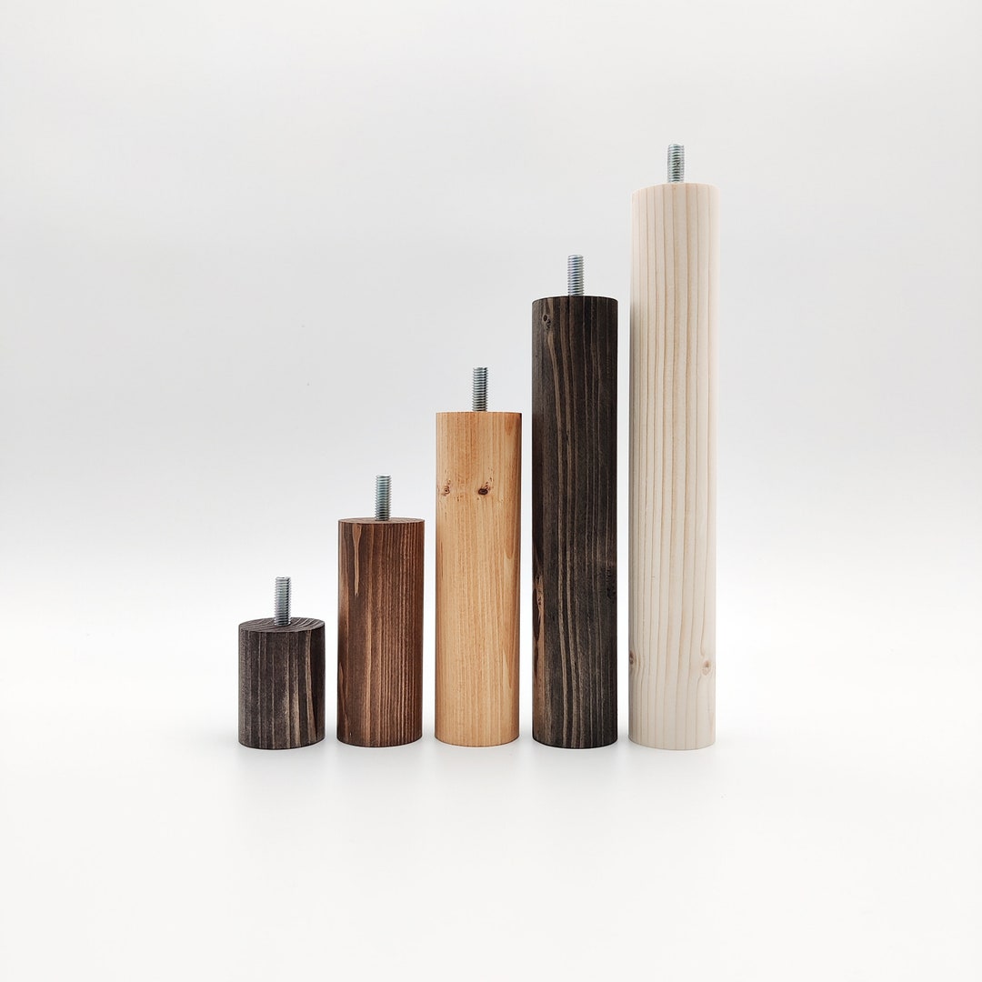 Furniture Legs Rustic Pine- Stained Legs - Cabinet Feet Round - Round ...