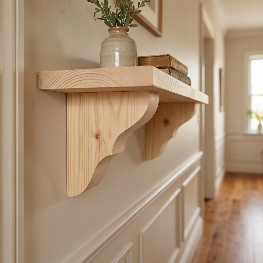 Pine Wood Corbel: Classic Shelf Bracket - Etsy