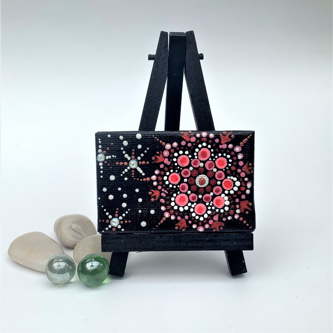 Mini Mandala Dot Art: Hand-painted Canvas With Easel - Etsy