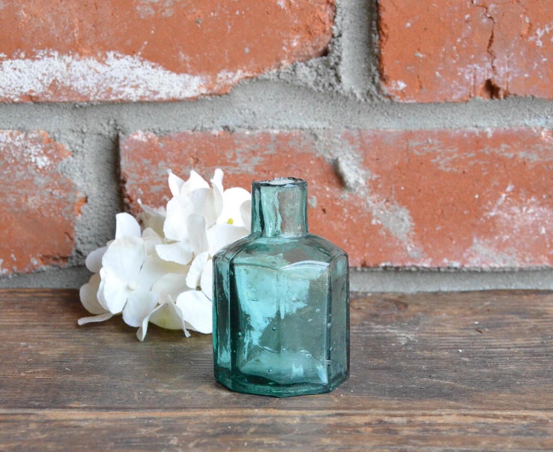 Vintage Blue Glass Ink Well - Old Desk Accessory - Cut Glass Ink Pot - Etsy