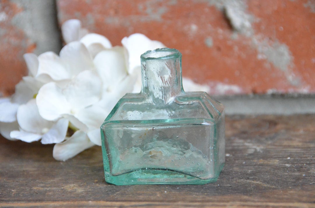 Vintage Blue Glass Ink Well - Old Desk Accessory - Cut Glass Ink Pot - Etsy