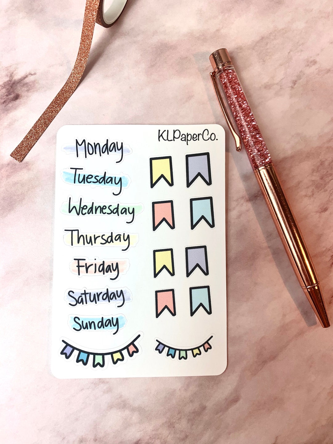Weekday Label Planner Stickers - Etsy