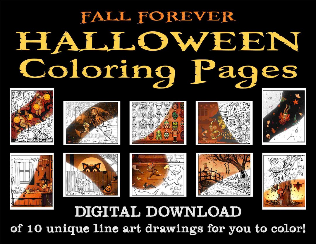 Fall Forever Halloween Coloring Pages | 10 Cute Spooky Fun Coloring ...