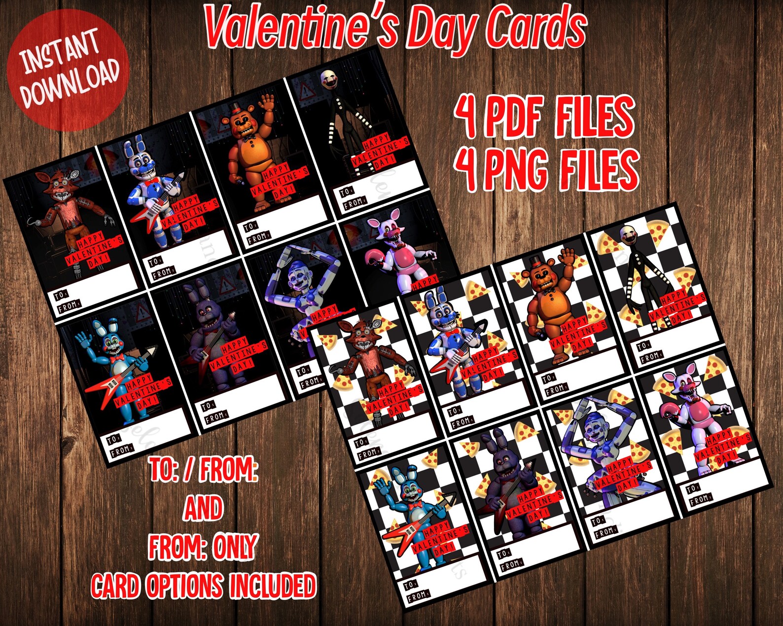 Printable FNAF Valentine Cards, Five Nights at Freddys, Valentine Cards ...
