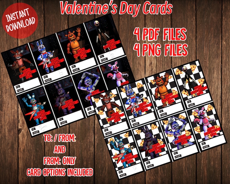 Printable FNAF Valentine Cards, Five Nights at Freddys, Valentine Cards ...