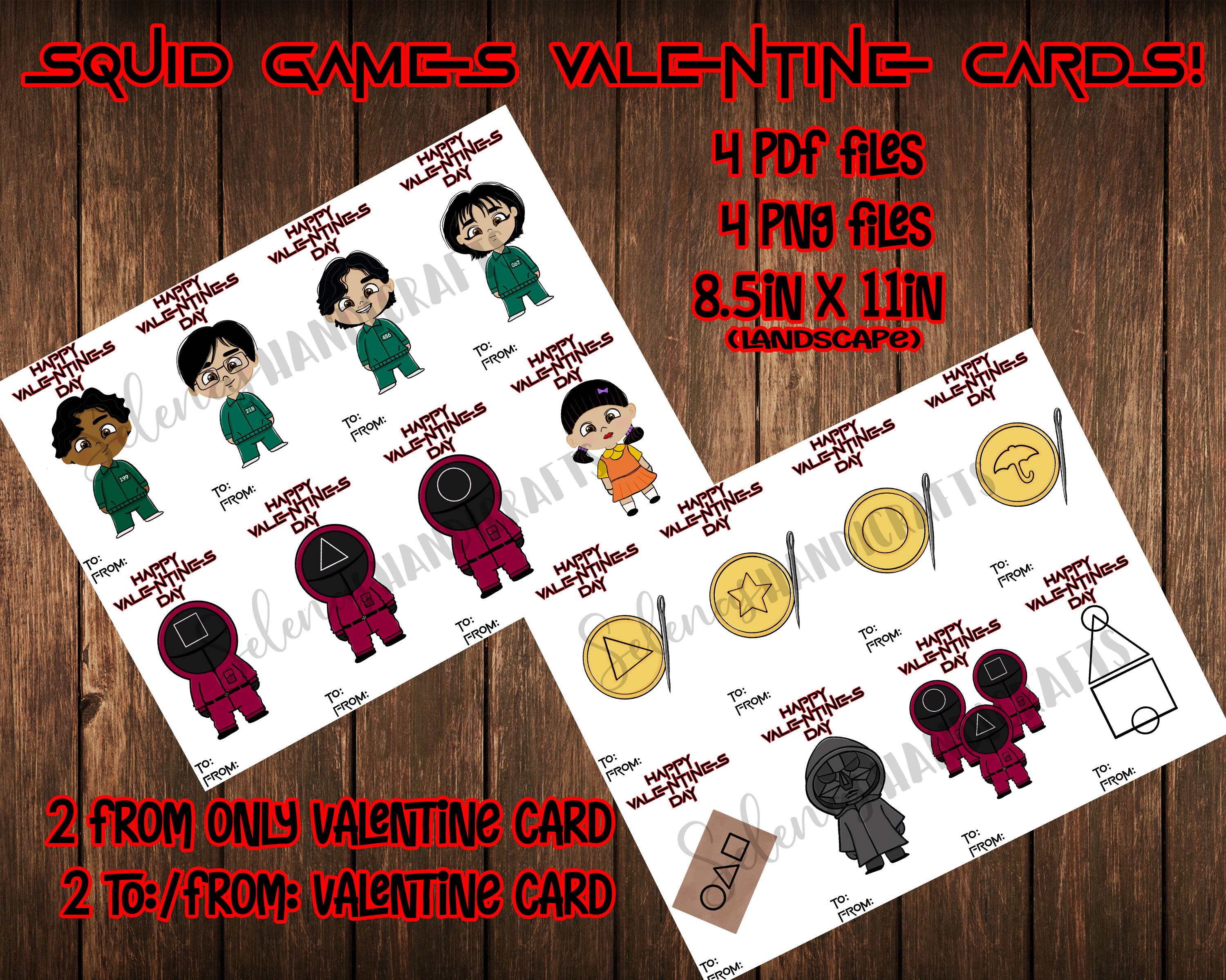 Squid Games Valentine Cards for All Ages, Valentines, Valentines Cards ...