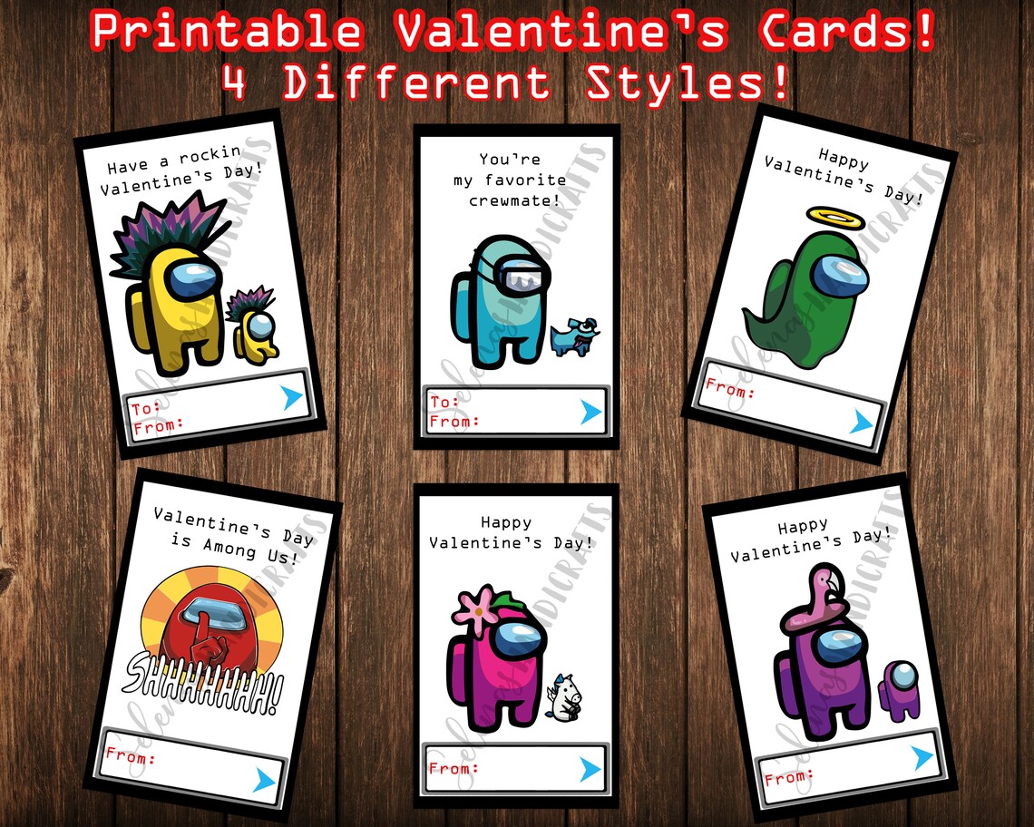 Among Us Valentines Cards, Among Us Art, Among Us Valentine Cards, Kids ...