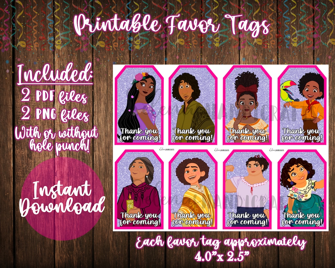 Printable Encanto Favor Tags, Encanto Birthday Party, Printable Favor ...