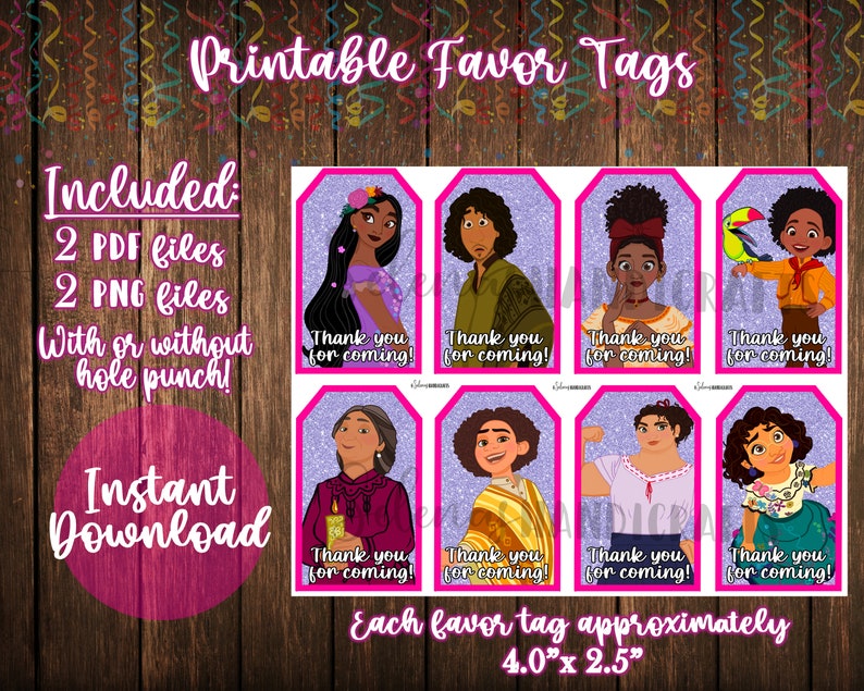Printable Encanto Favor Tags, Encanto Birthday Party, Printable Favor ...