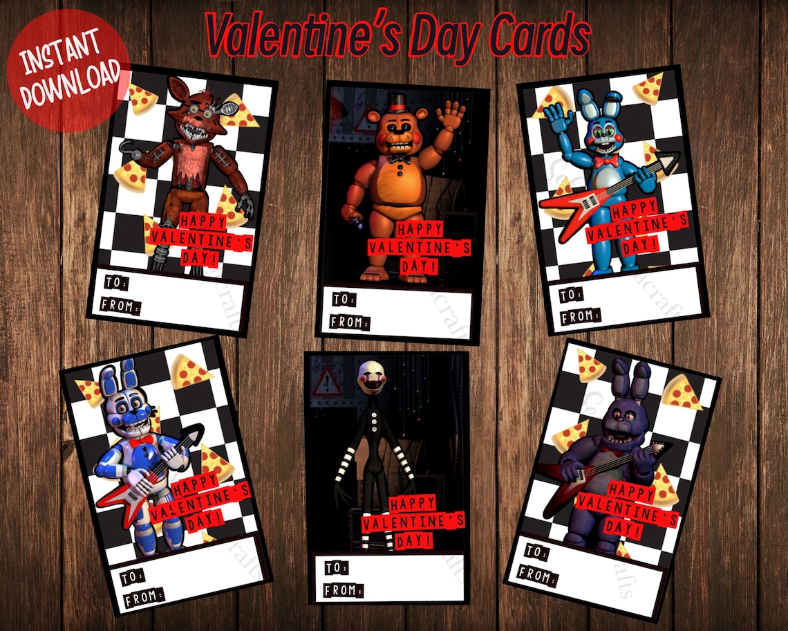 Printable FNAF Valentine Cards, Five Nights at Freddys, Valentine Cards ...