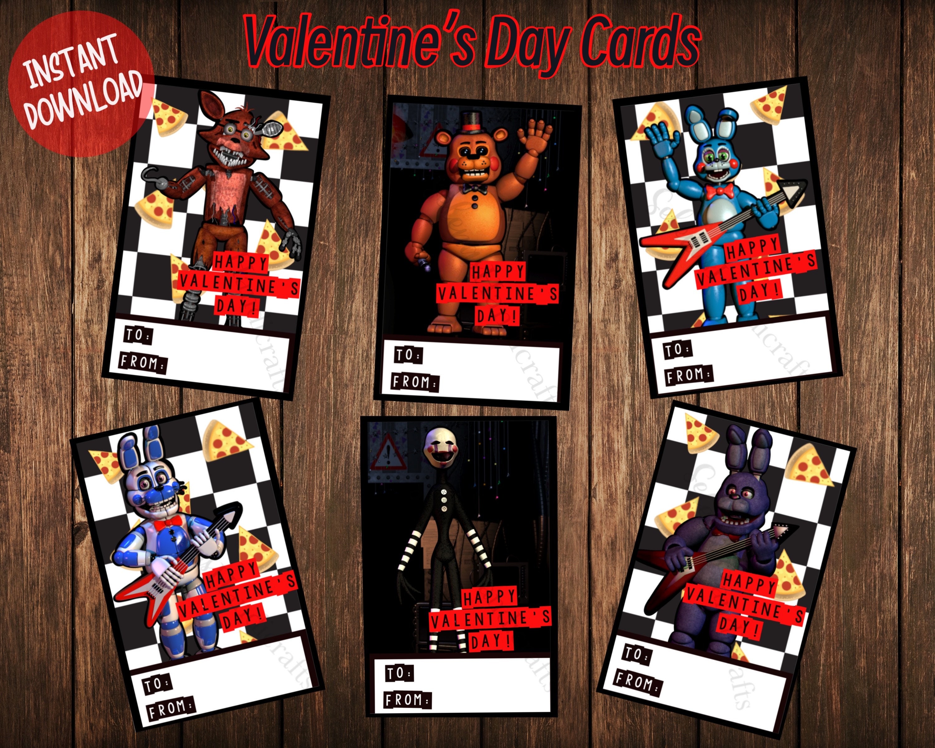 Printable FNAF Valentine Cards, Five Nights at Freddys, Valentine Cards ...