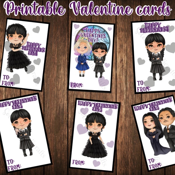 Wednesday Addams Valentine Cards - Etsy