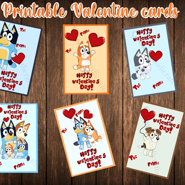 Bluey Valentines Day Cards Printable - Etsy