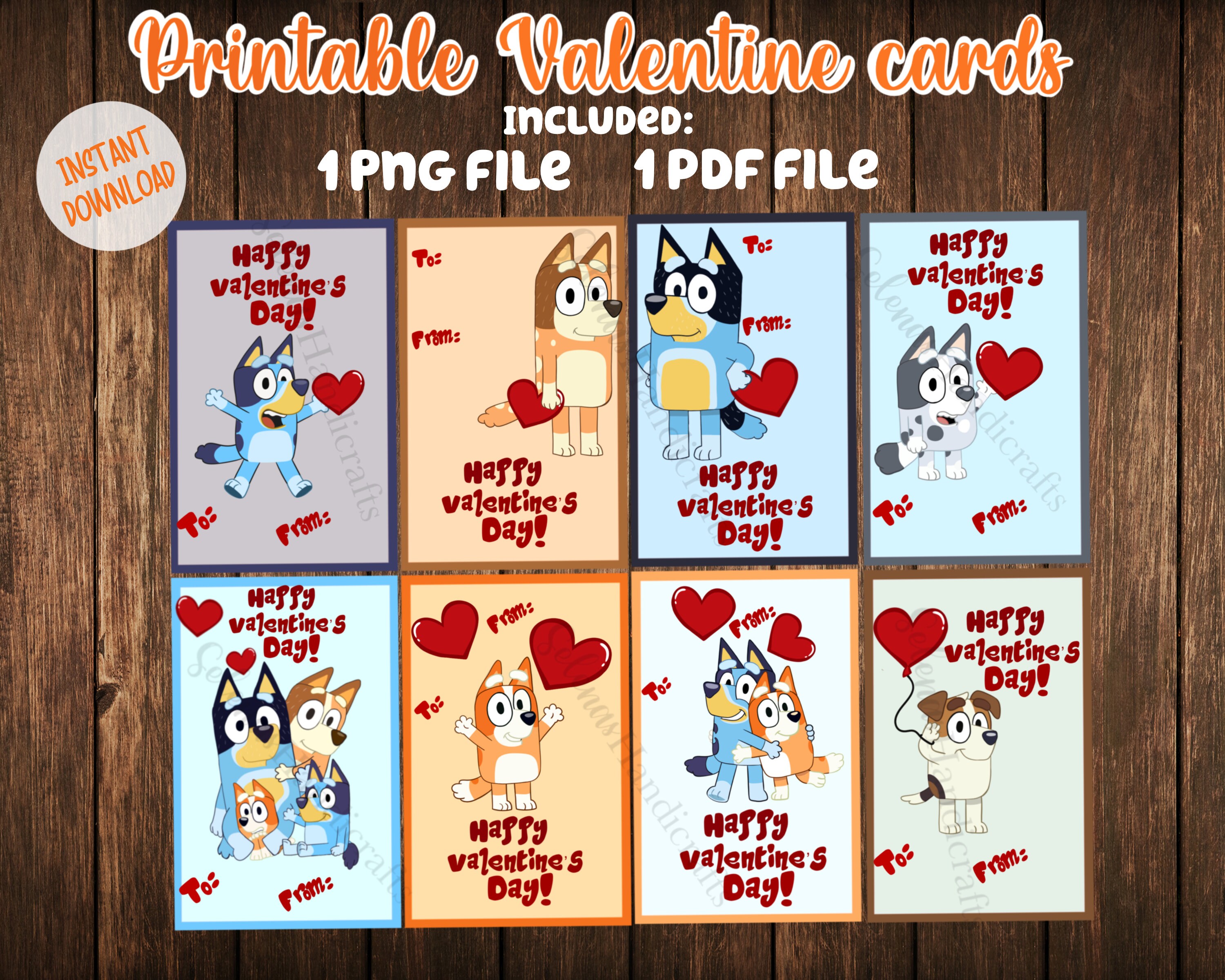 Blue Dog Bluey Valentines Cards, Printable Valentine Cards, Bluey Png ...