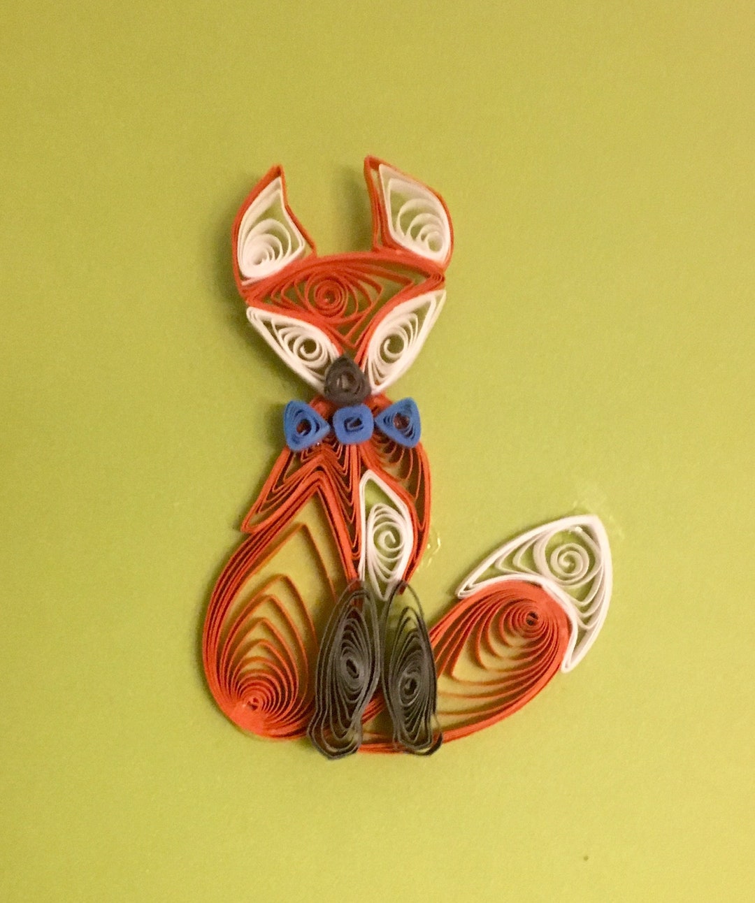 Quilled Fox With Bow Tie - Etsy