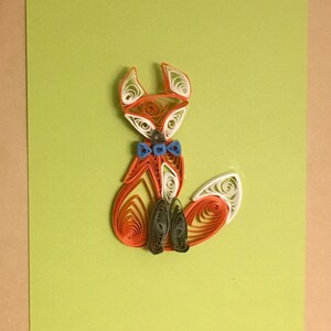 Quilled Fox With Bow Tie - Etsy