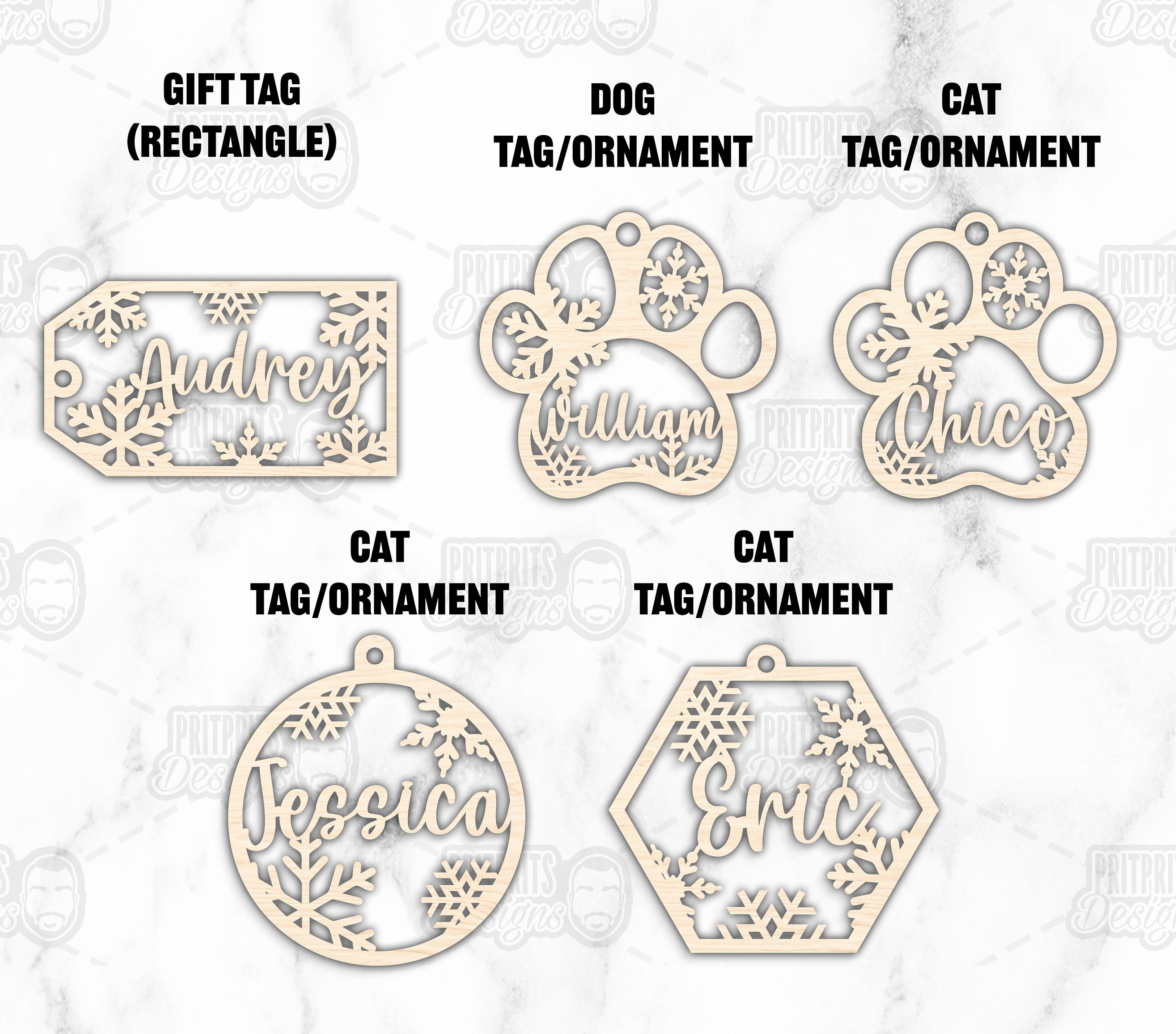 Christmas Name Tag Snowflake Name Tag Present Name Tag - Etsy