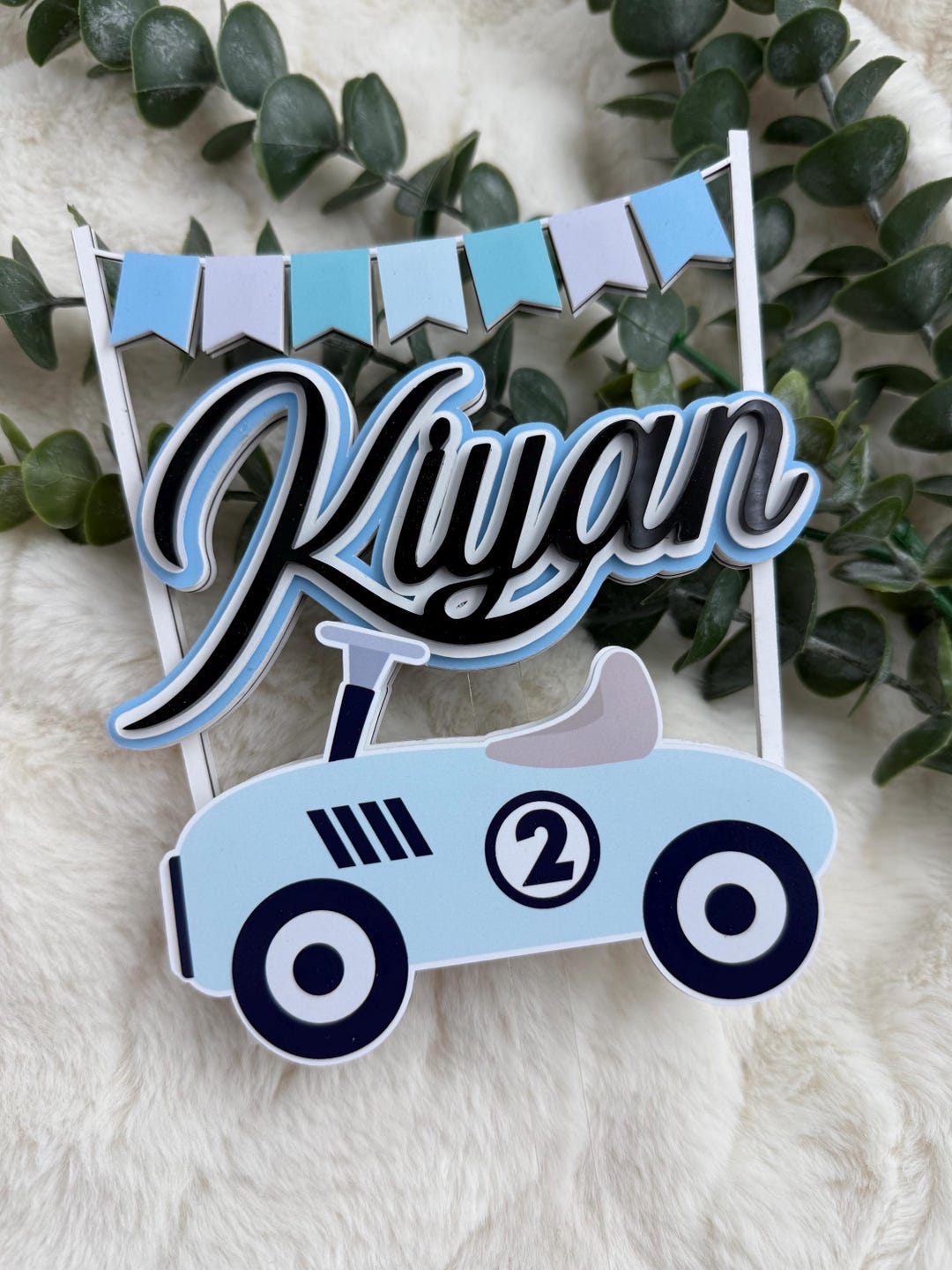 Race Car Themed Kids Cake Topper, Birthday Party Topper, Kids Party ...