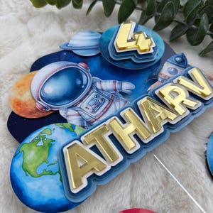 Space Themed Cake Topper, Birthday Party Topper, Kids Party, Cardstock ...