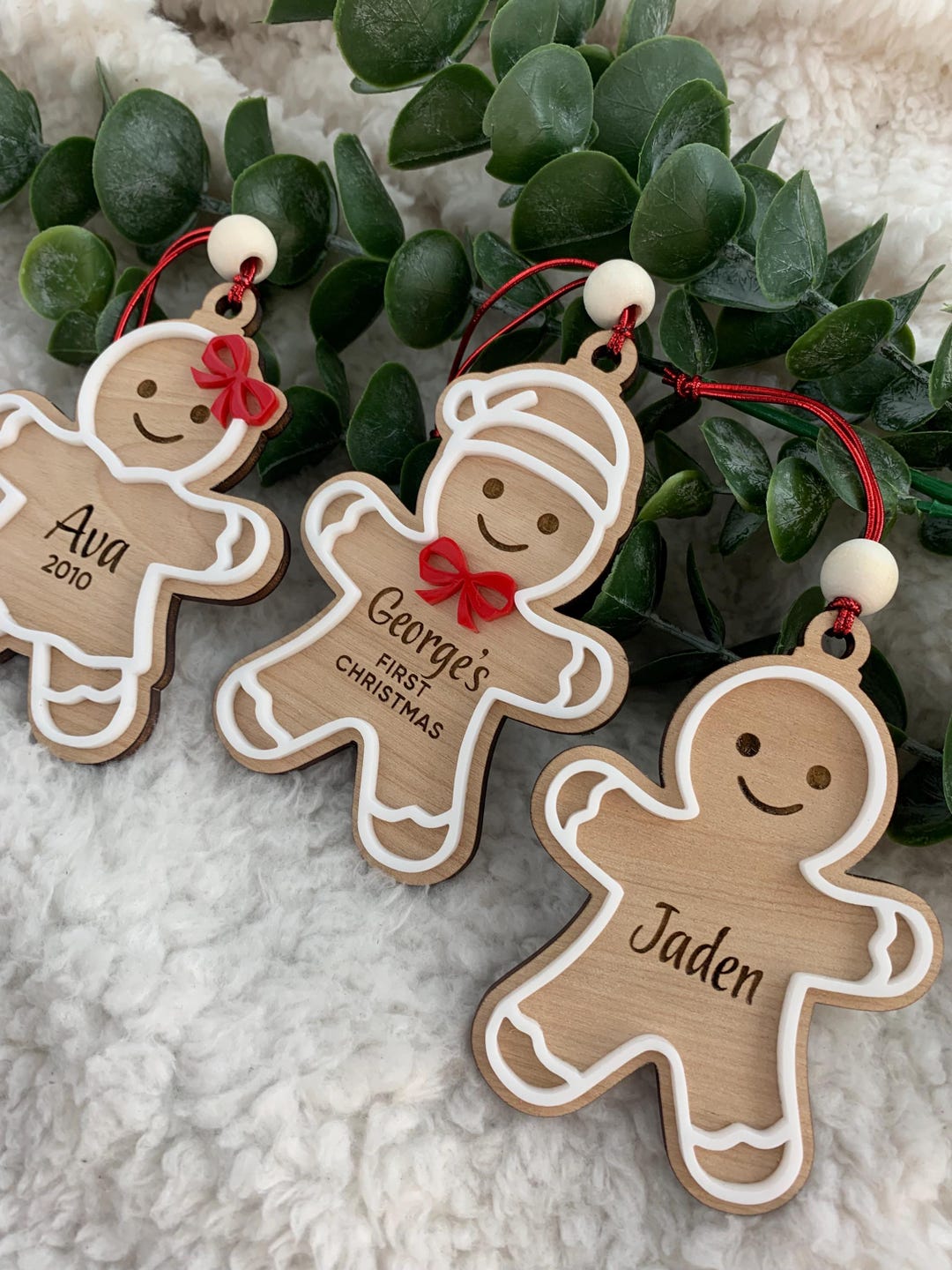 Personalized Gingerbread Boy and Girl Ornament, Name Ornament ...
