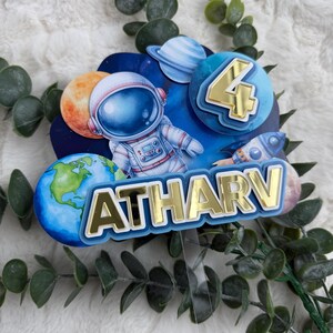 Space Themed Cake Topper, Birthday Party Topper, Kids Party, Cardstock ...