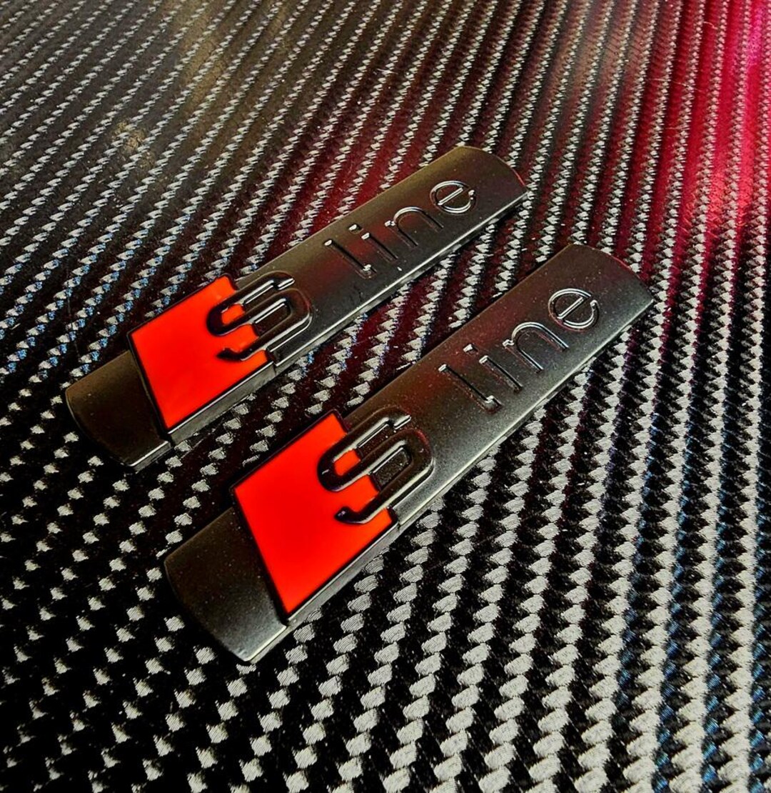 2 X Matt Black Audi S Line Badge Emblem for S-line E-tron Tts A3 Q4 A5 ...