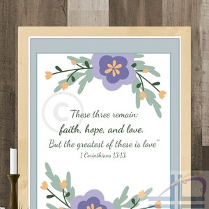 Faith Hope Love Bible Verse Printable Poster 1 Corinthians | Etsy