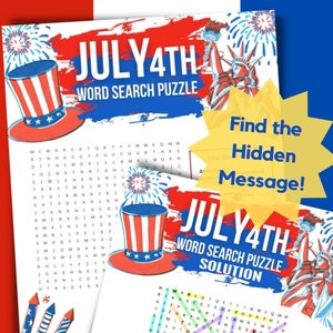 Fourth of July Word Search Puzzle | Celebrate America | July 4th Game ...
