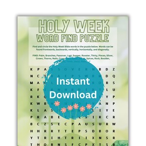 Holy Week Word Find Puzzle: Easter Bible Game (digital Download) - Etsy