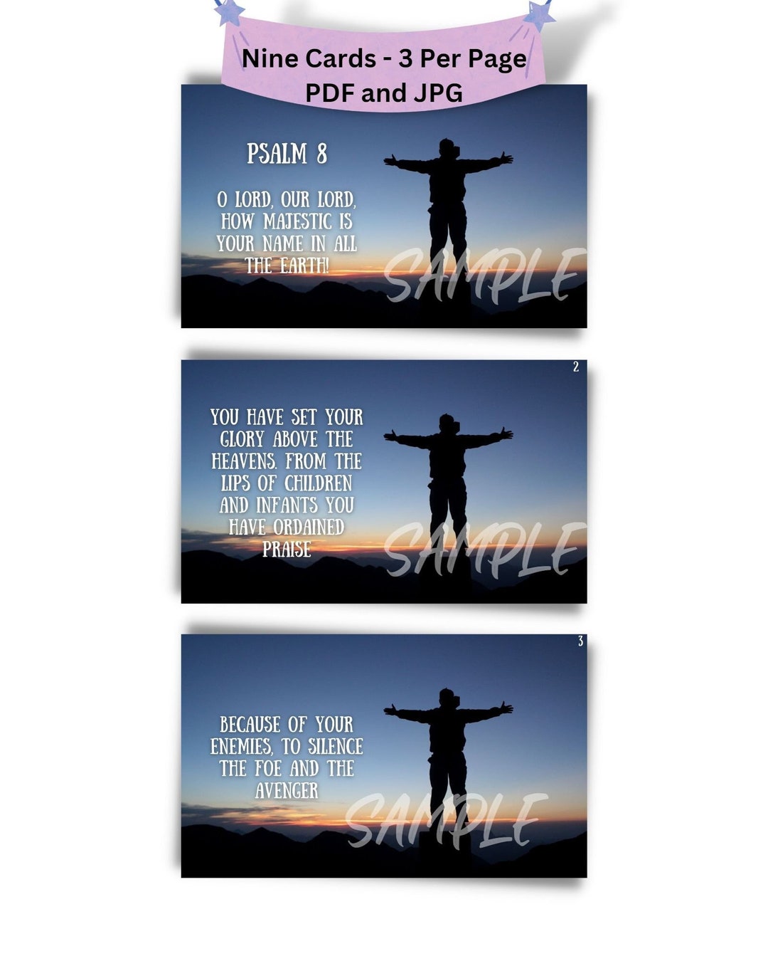 Psalm 8 Memory Cards: Bible Verse Memorization (PDF & JPG) - Etsy